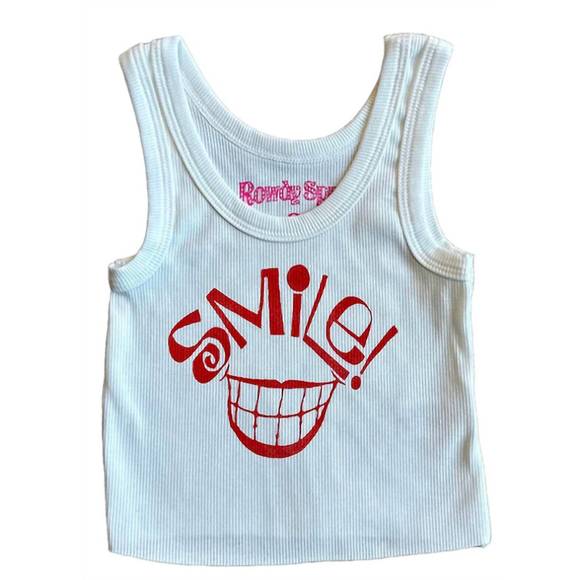 Rowdy Sprout | Tops | New Rowdy Sprout Girls Smile Tank Top In White ...